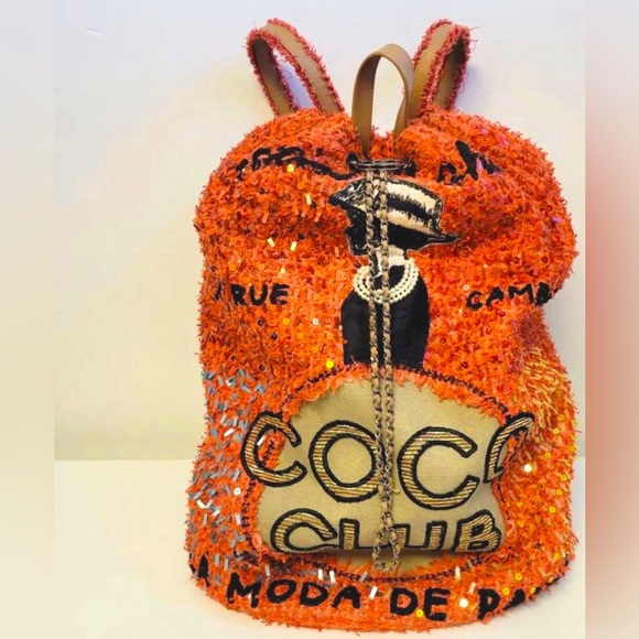 CHANEL | Bags | Chanel Large Tweed Orange Coco Cuba Backpack With ...